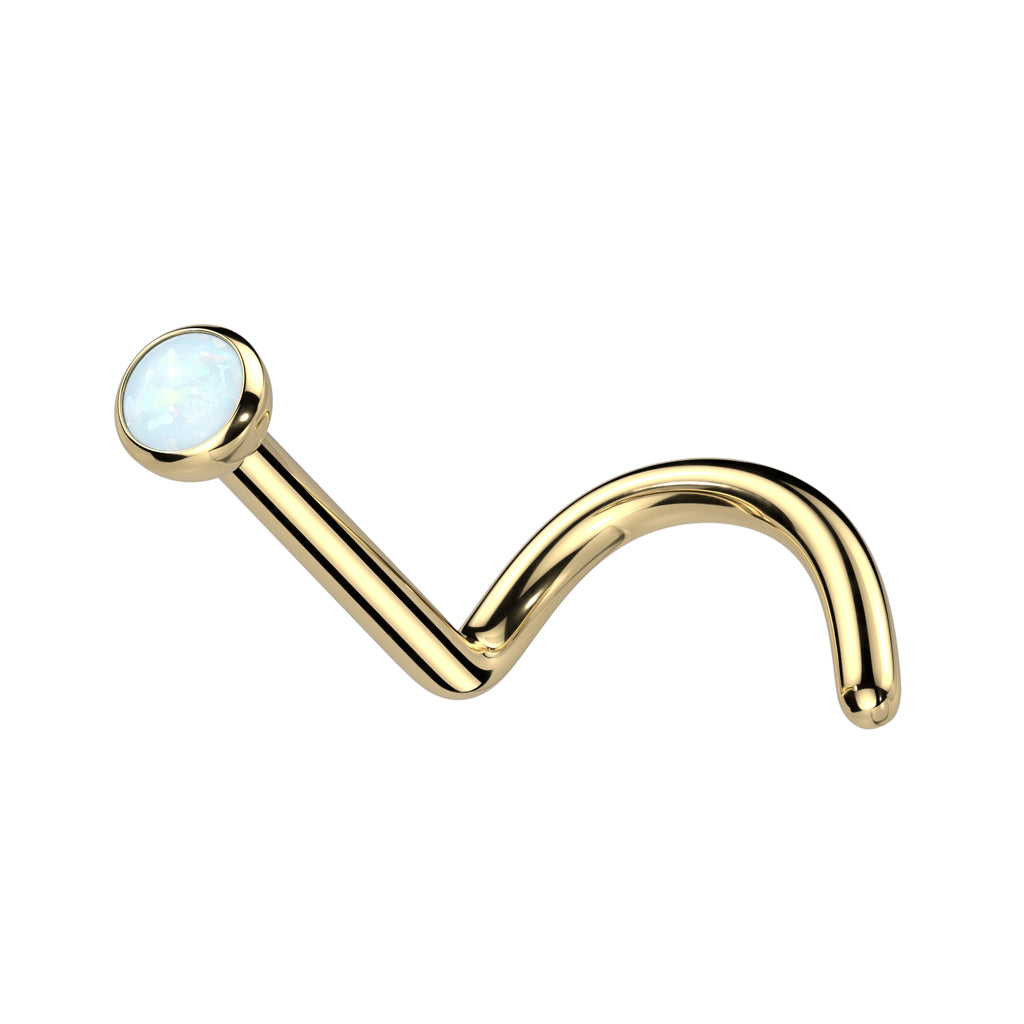 Titanium Nostril Screw w/Opal Stone — 5th Avenue Studio Supply